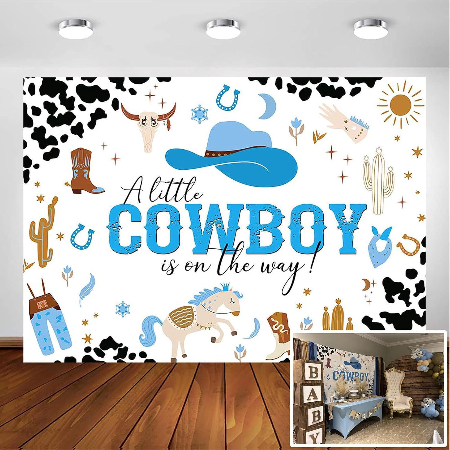 Amazon.com : Avezano Cowboy Baby Shower Backdrop for Boy Wild West ...