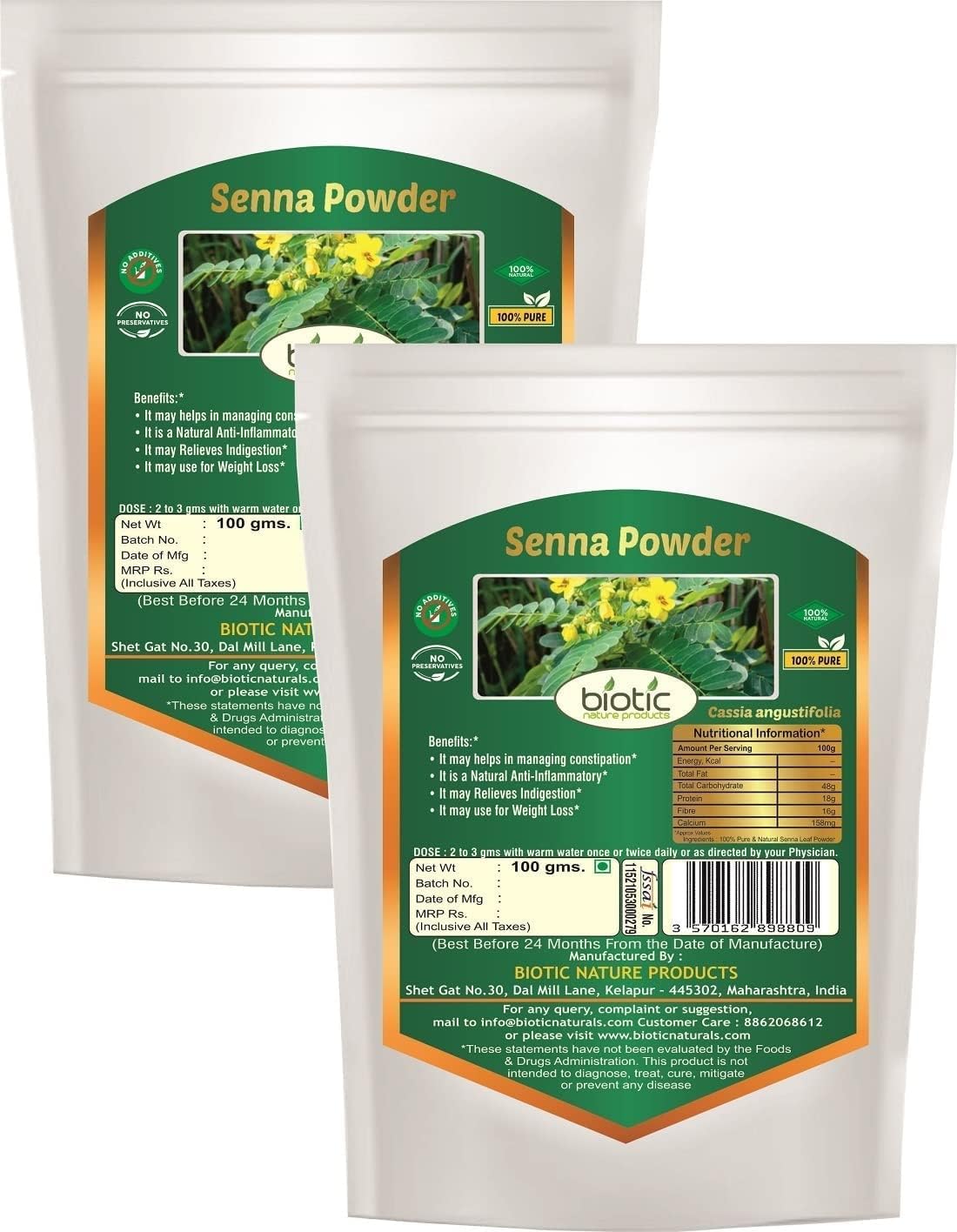 Amazon.com: PUB Biotic Senna Leaves Powder - Sonamukhi Leaves - Sanay ...