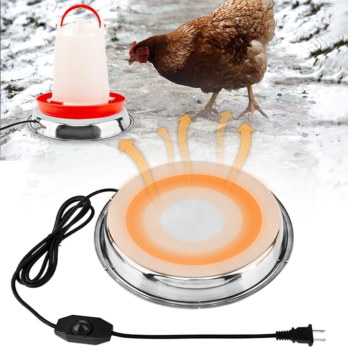 Amazon.com: 11.8''Chicken Water Heater,Winter Poultry Waterer Heated ...