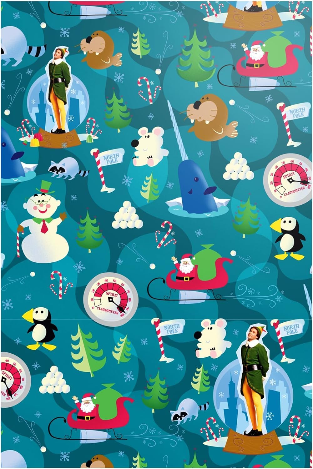 Amazon.com: Buddy the Elf Snow Globe Christmas Wrapping Paper - 12 ...