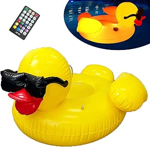 Amazon.com: HUTUTUKJ Inflatable Duck Pool Float with Colorful Lights ...