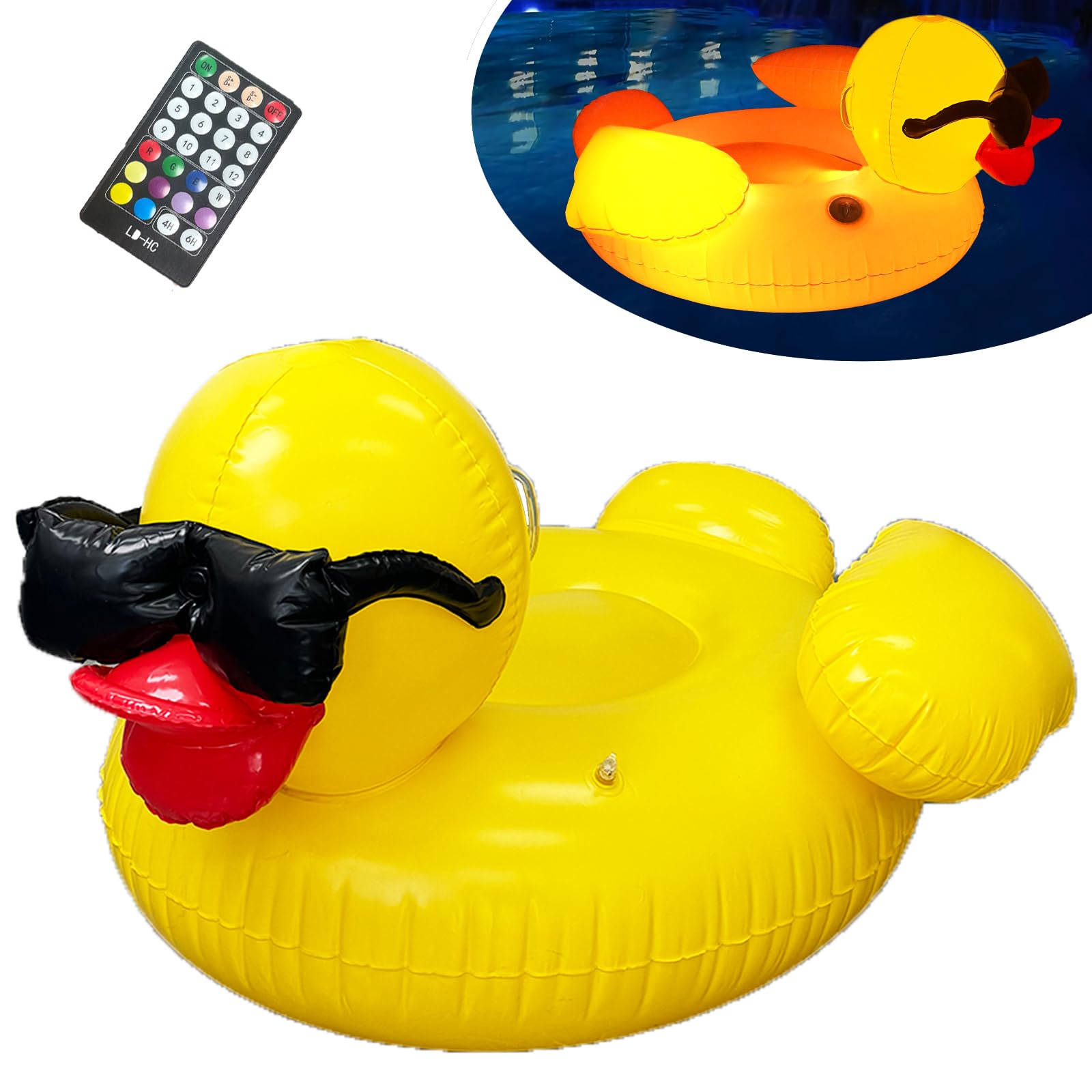 Amazon.com: HUTUTUKJ Inflatable Duck Pool Float with Colorful Lights ...