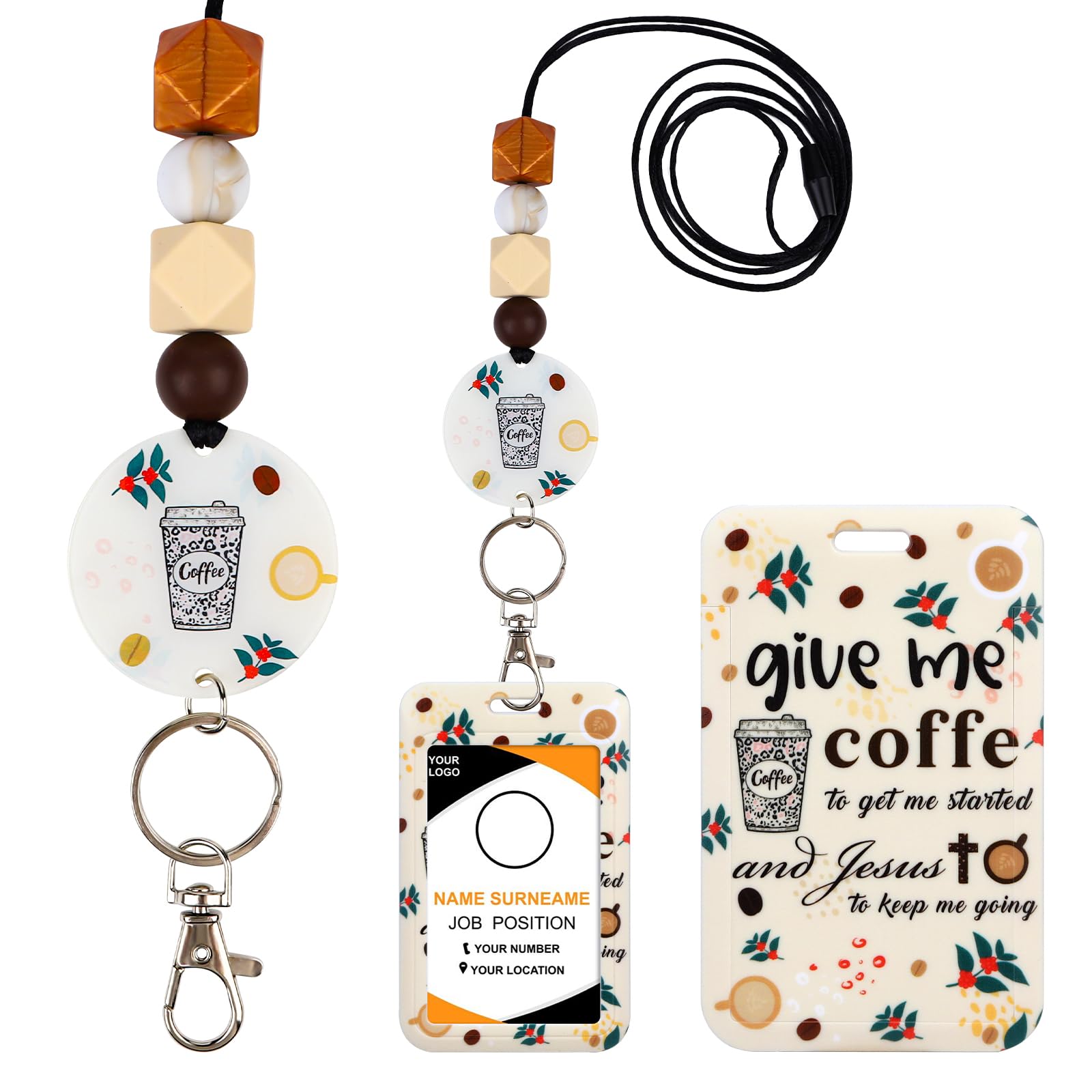 Amazon.com : Christian Lanyard Jesus Badge Holder - Fashion Coffee ...