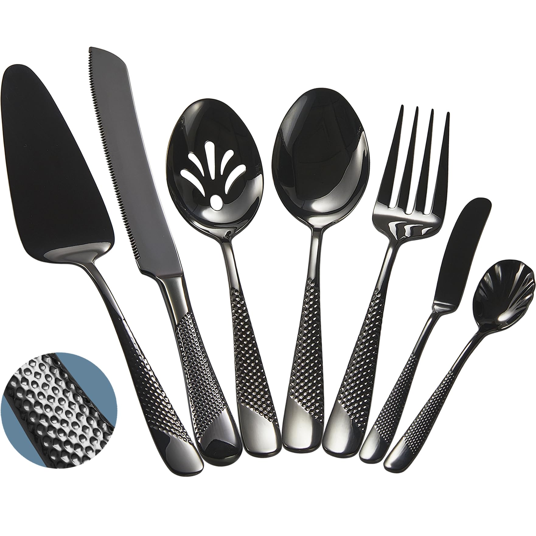 Amazon.com | Xideman® 7-Piece Hammered 18/10 Stainless Steel Silverware ...