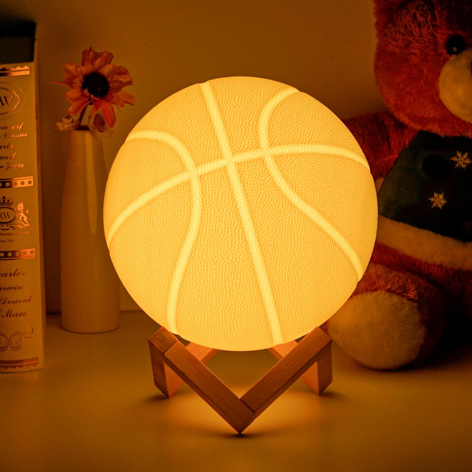 Balkwan Basketball Night Light for Boys 16 Colors Changing Sport Moon ...