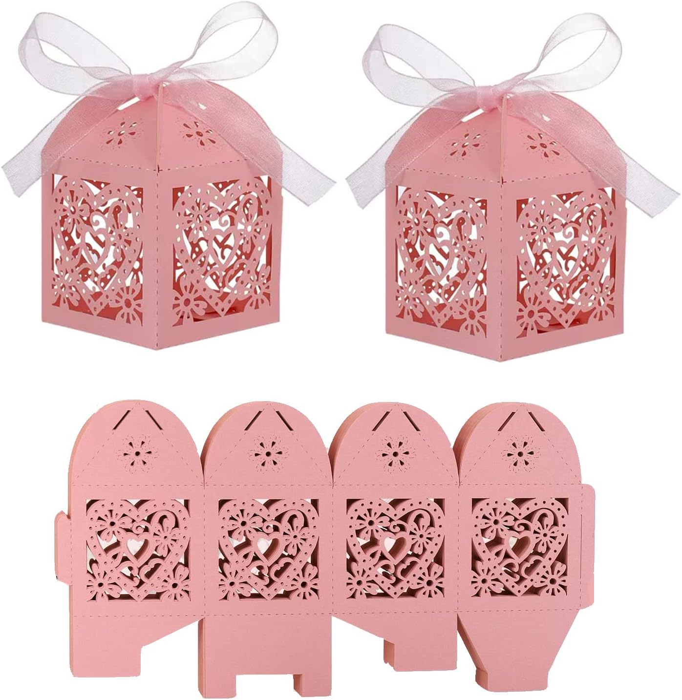 HREDZEO Party Favour Boxes,20 Pcs Wedding Gift Boxes Hollow Paper Candy ...