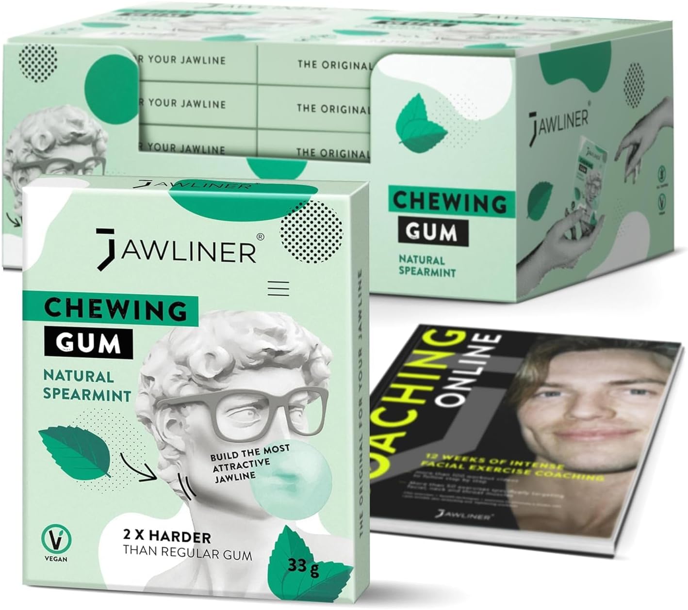 JAWLINER Hard chewing Gum, Jawline gum - Sugar Free Mint Gum - Jaw ...