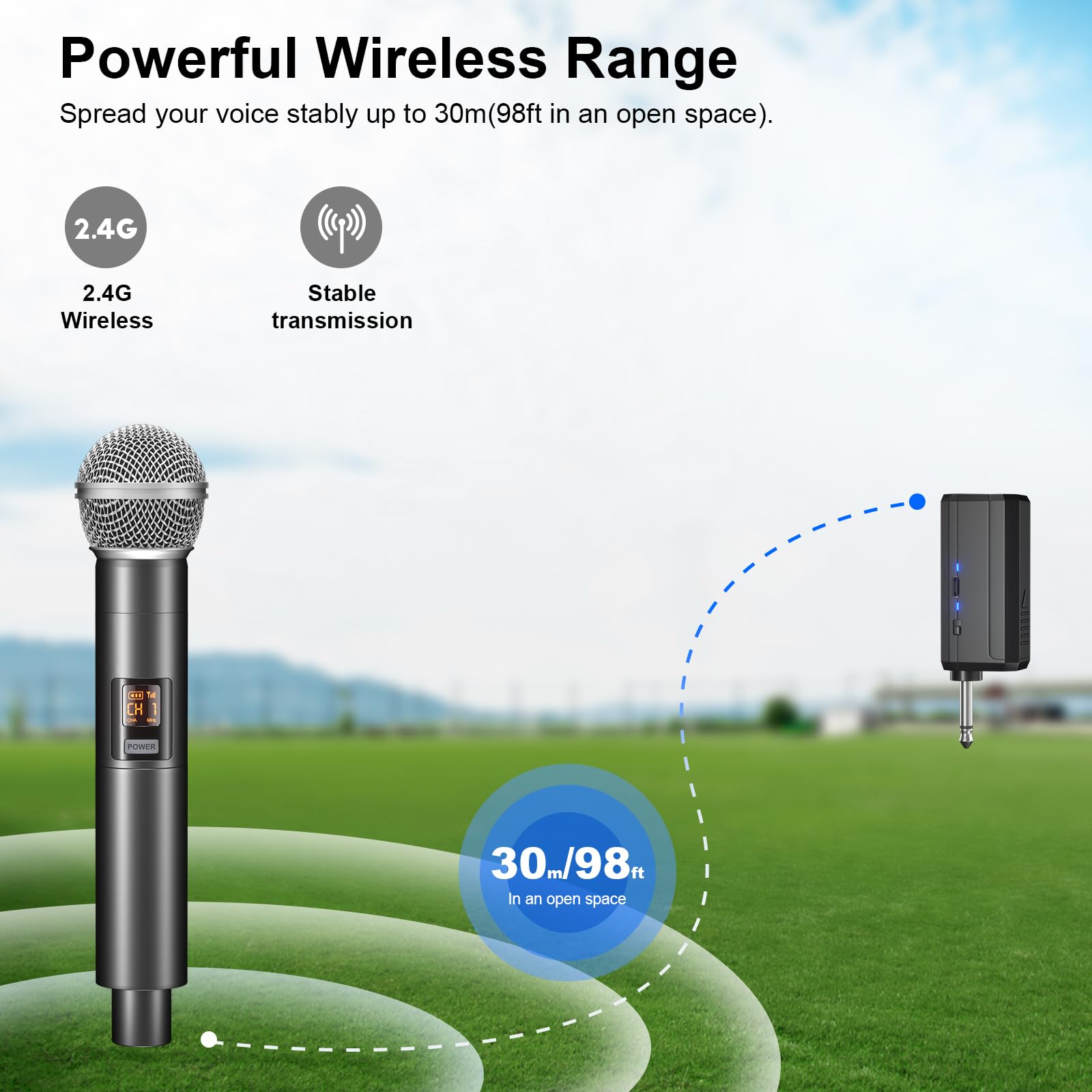 Aokeo Wireless Microphone Only for Mic Input, UHF Metal Dynamic ...