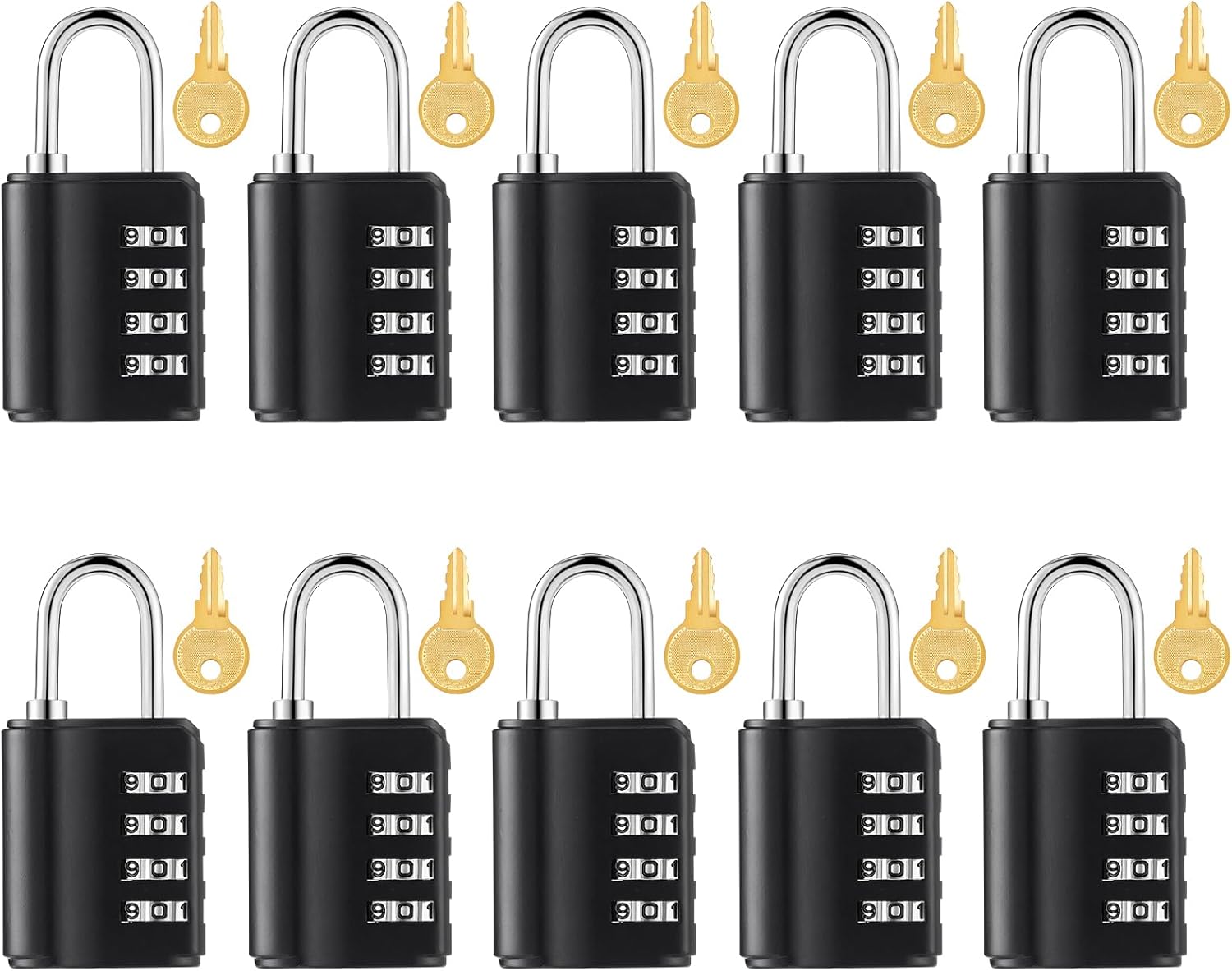 Kenning 10 Pcs Combination Padlock 4 Digit Combination Lock with Keys ...