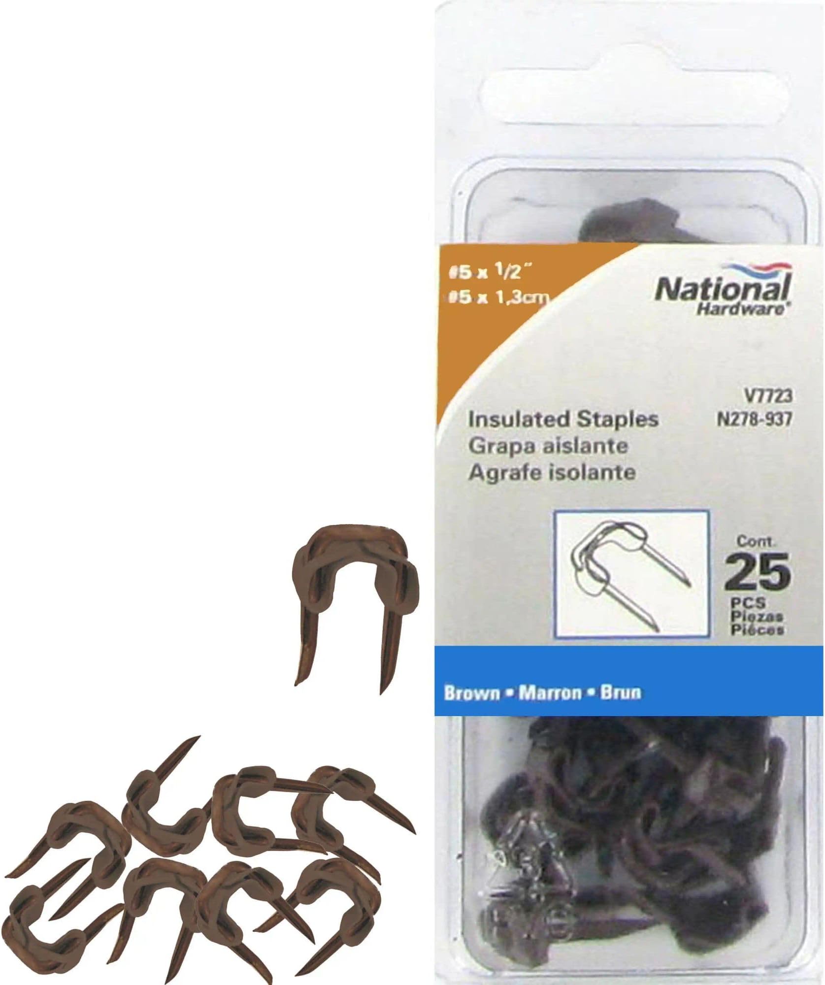 Amazon.com: Hillman 122652 Insulated Staples, 5 x 1/2", Brown : Office ...