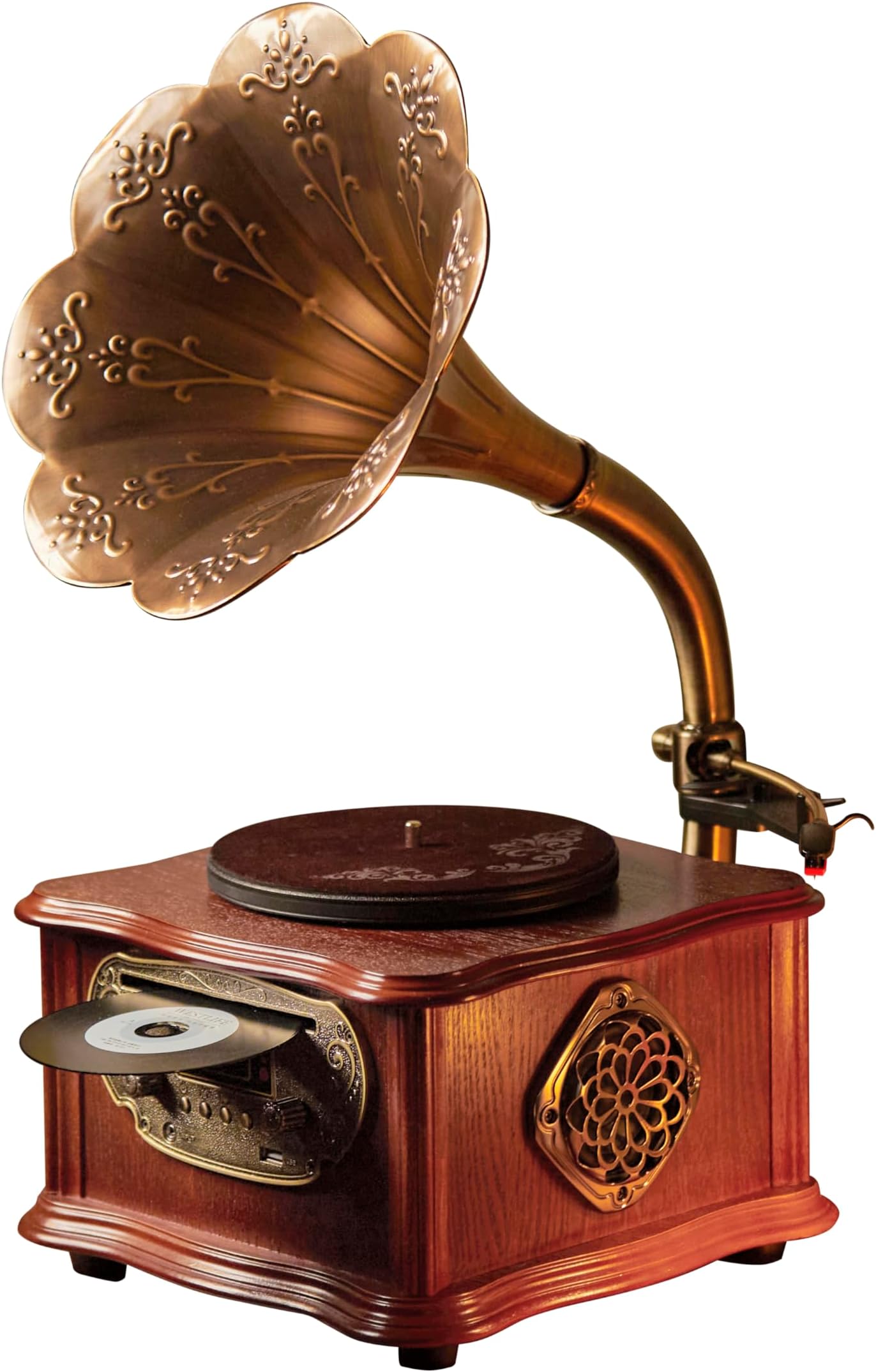 Amazon.com: Wooden Phonograph Gramophone Turntable CD Player Stereo ...
