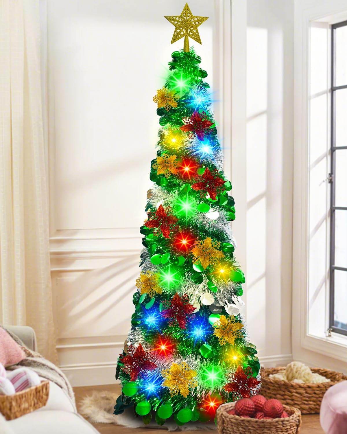 Amazon.com: Succwoah Succwoah 5 FT Collapsible Christmas Pop Up Tree ...
