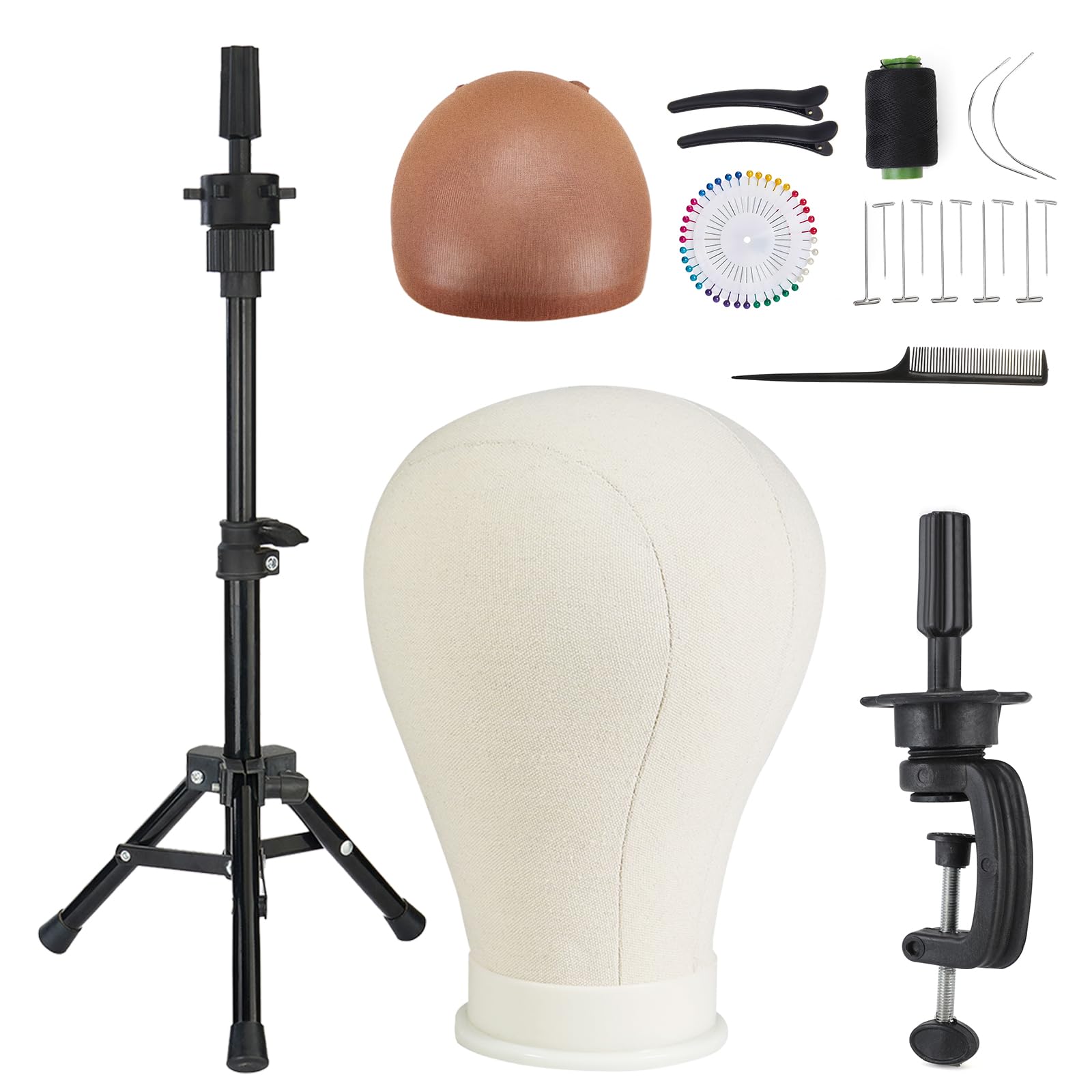 Amazon.com: AIMEI 23 Inch Wig Head,Wig Stand with Head,Canvas Wig Head ...
