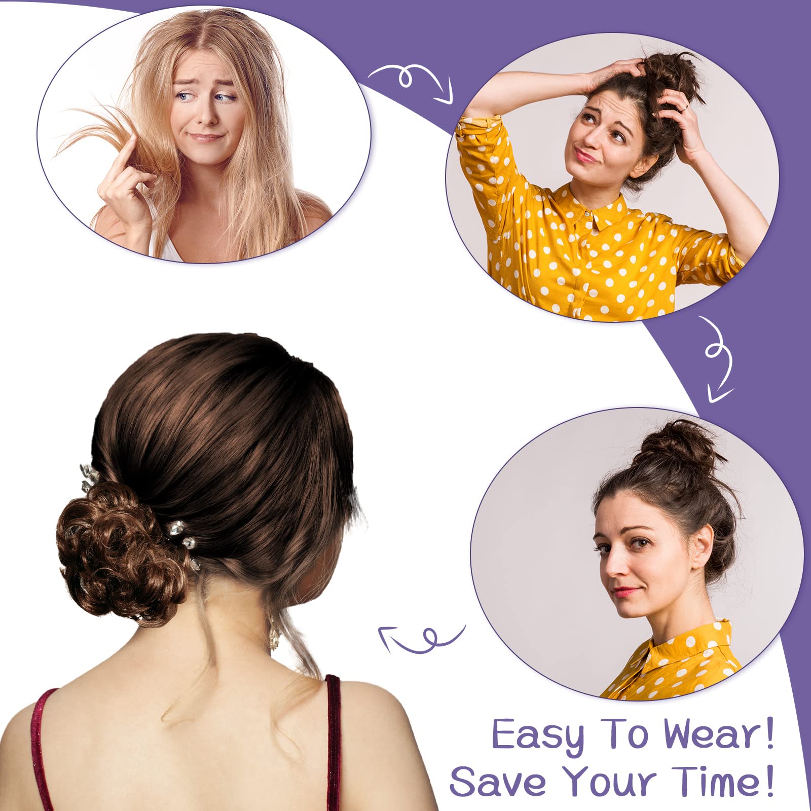 4 piezas de moño de pelo liso...B09GXV4HMP | Encarguelo.com