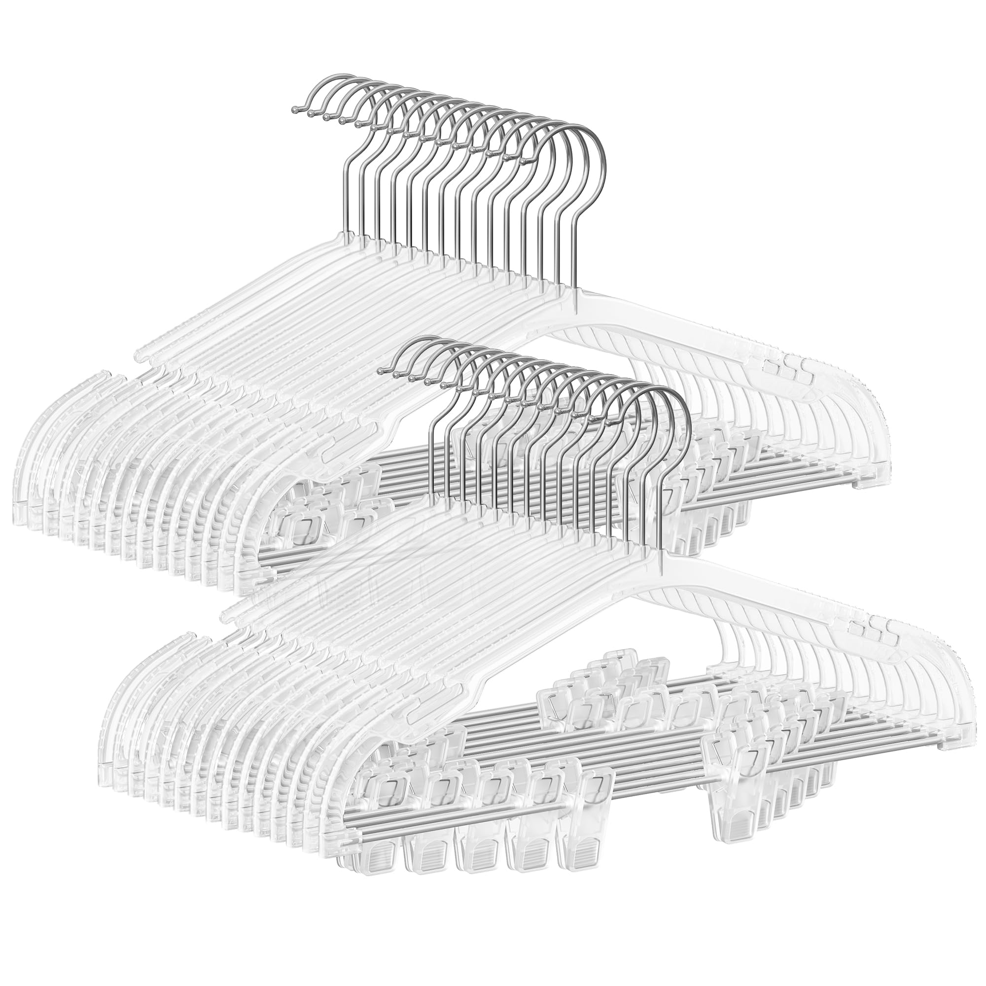 SONGMICS Pants Hangers 30 Pack, Clear Plastic Hangers, 16 x 8.9 Inches ...