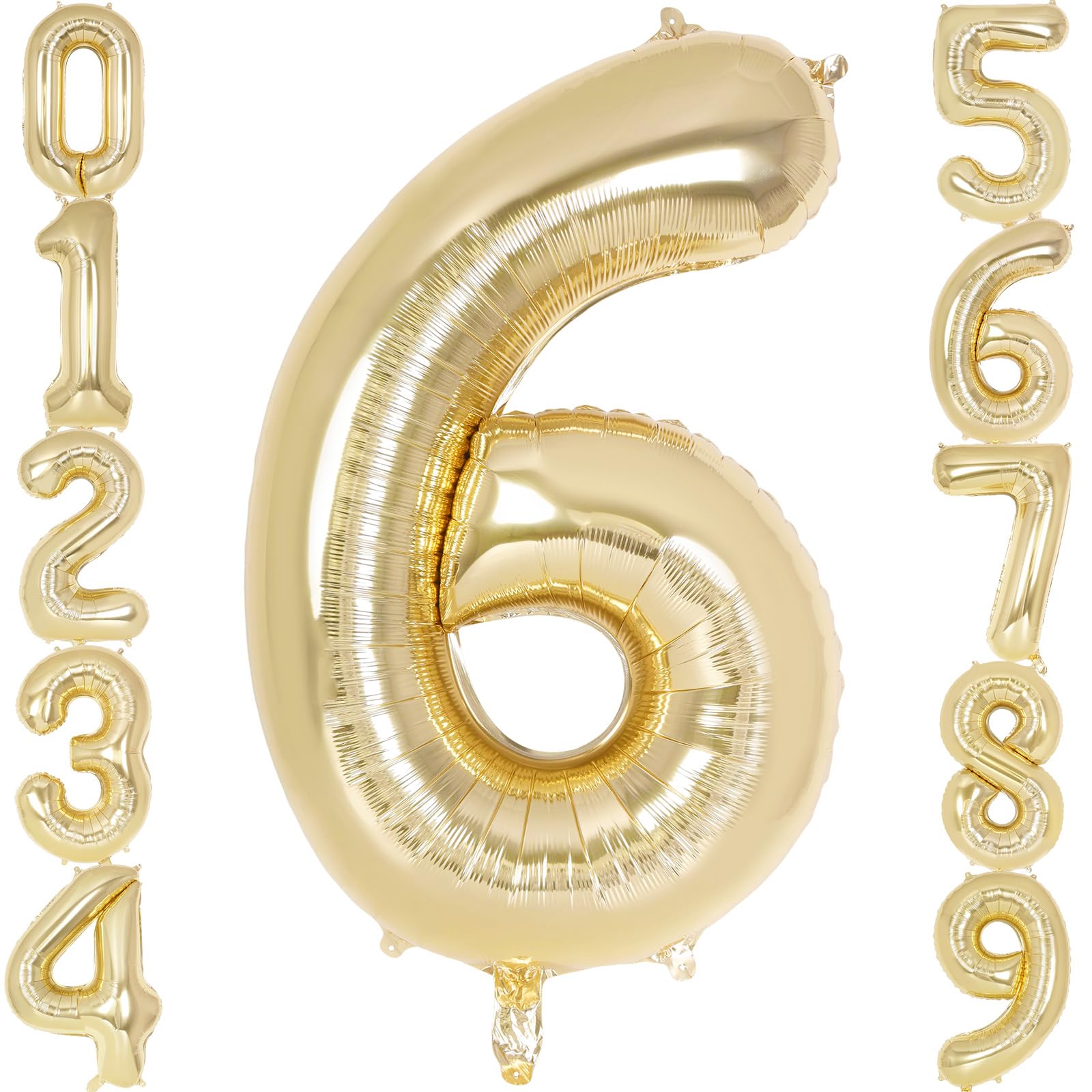 Amazon.com: Light Gold Number 6 Balloon 40 Inch, Big Large Foil Helium ...