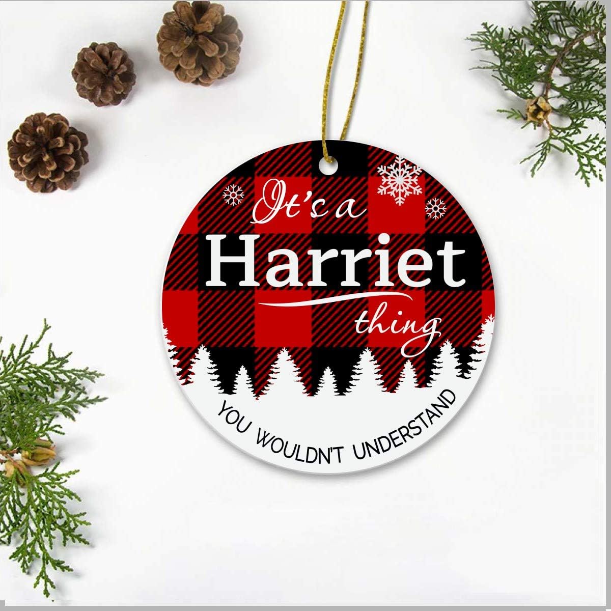 Amazon.com: Merry Christmas Tree Ornament with Custom Name Harriet ...