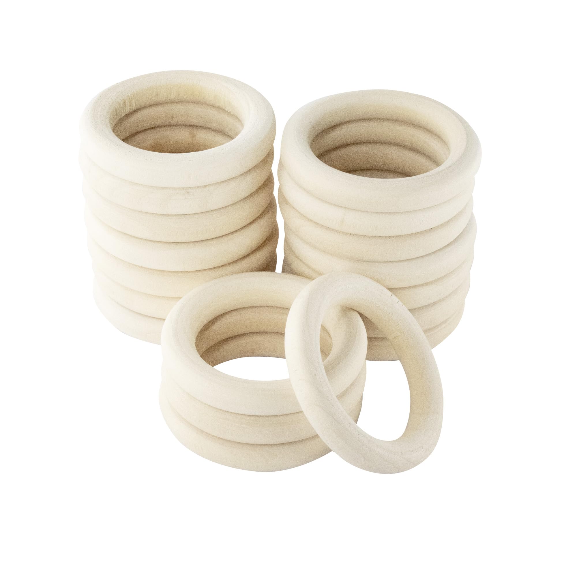 Amazon.com: Adyoney 18 Pcs 2inch/50mm Natural Unfinished Wood Rings ...