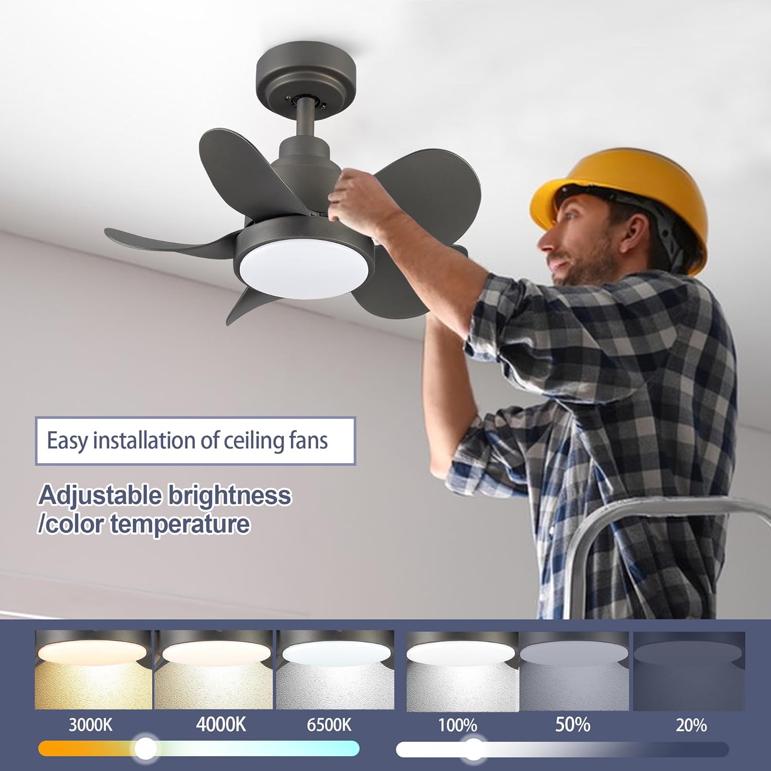 Ceiling Fan With Lights and Remote 22 inch Small Ceiling Fans Quiet ...