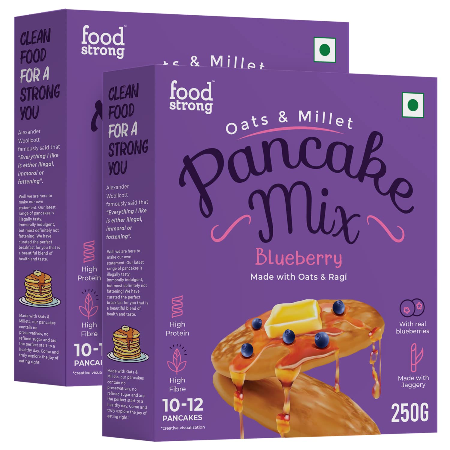 Foodstrong Oats and Millets Blueberry Pancake Mix, High Protein & Fibre ...