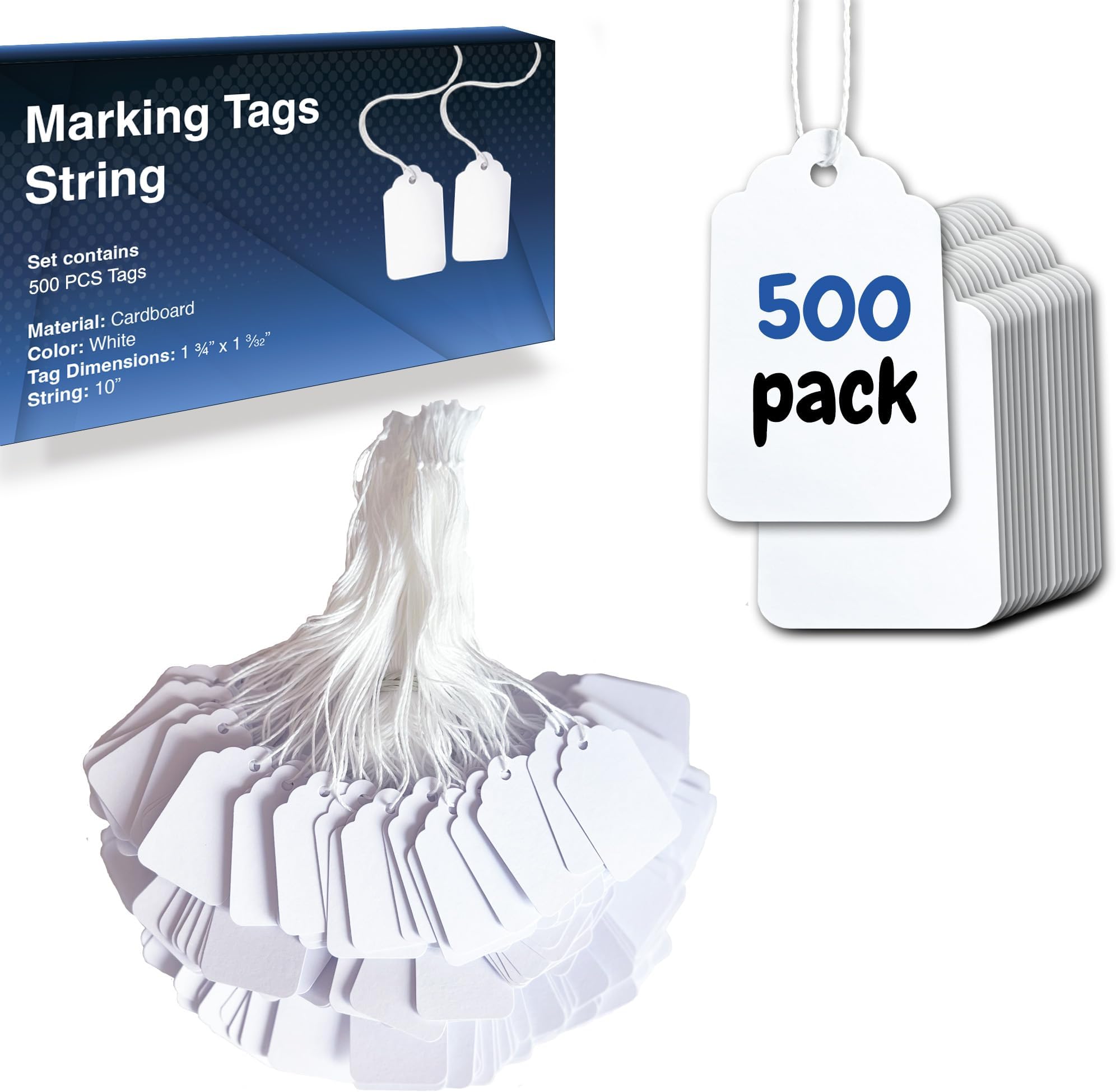 Amazon.com : Easytwelve - 500 Pcs White Price Tags with String Attached ...