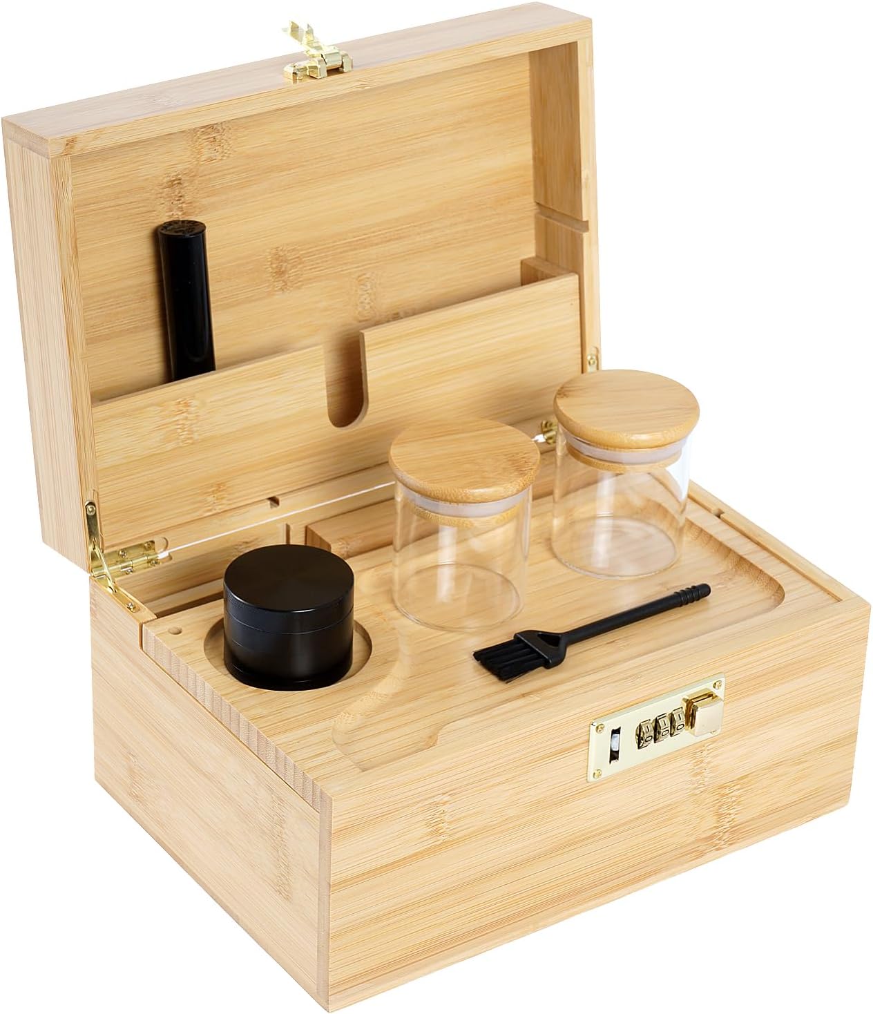 Amazon.com: Nisorpa Bamboo Storage Box with Accessories & Lock - 2 ...