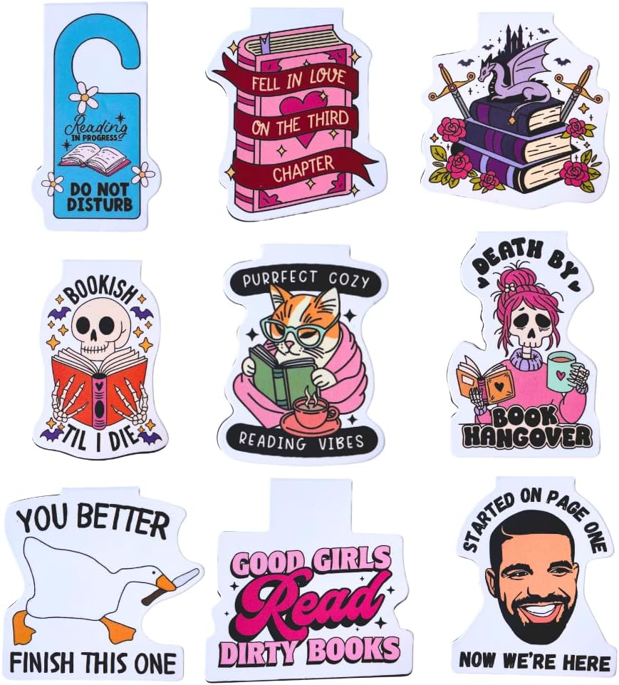 Amazon.com : YJ PREMIUMS 9PC Funny Magnetic Bookmarks | Fun Cute Magnet ...