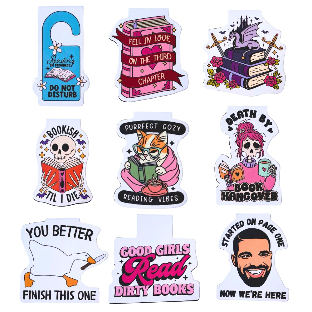 Amazon.com : YJ PREMIUMS 9PC Funny Magnetic Bookmarks | Fun Cute Magnet ...