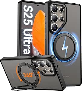 Amazon.com: Oneagle 360° Spin Magnetic Stand for Samsung Galaxy S25 Ultra Case Translucent [Fit ...