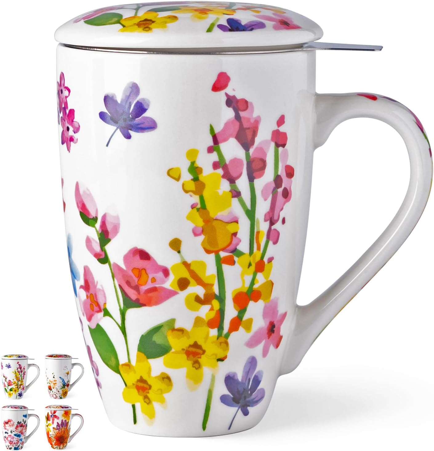 Amazon.com: GBHOME Tea Mug with Infuser and Lid, 18 Ounce Large Ceramic ...