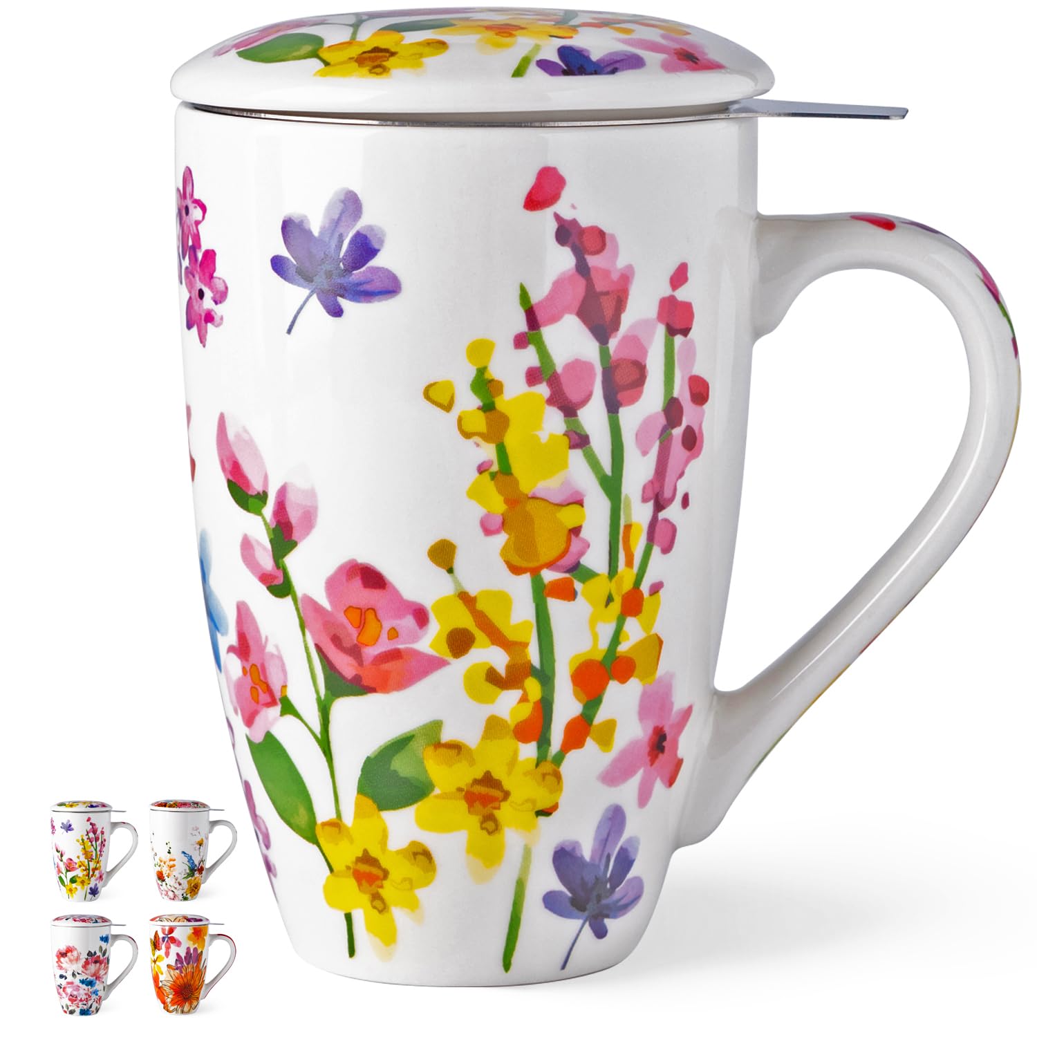 Amazon.com: GBHOME Tea Mug with Infuser and Lid, 18 Ounce Large Ceramic ...
