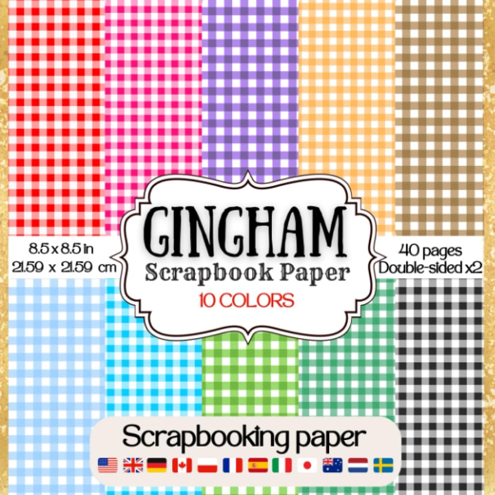 Gingham Scrapbook Paper: Collection of double sided decorative red ...