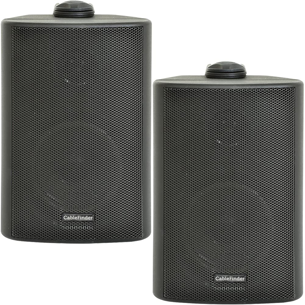 Loops (PAIR) 2x 4” 70W Black Outdoor Rated Speakers *Wall Mounting HiFi ...