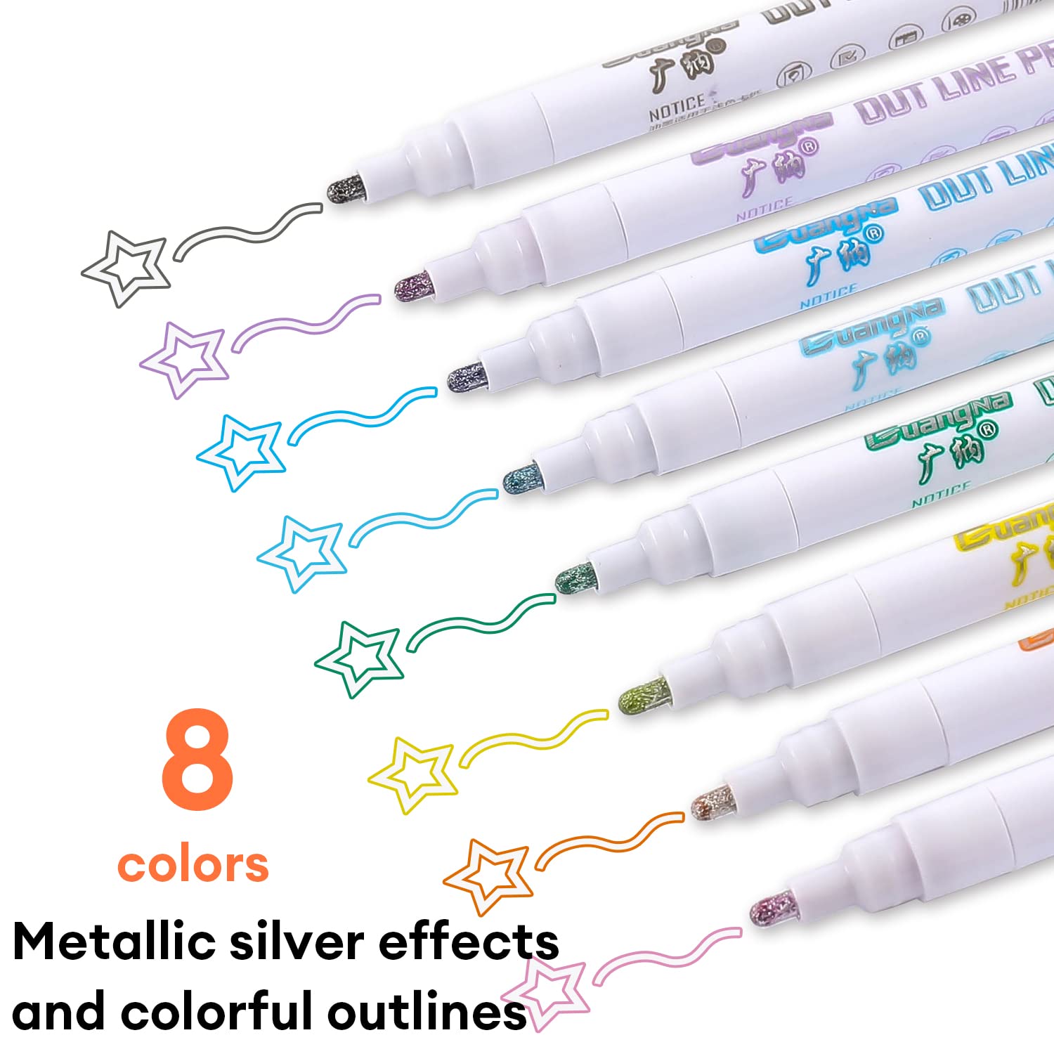 Snapklik.com : Dyvicl Shimmer Markers - Double Line Outline Markers ...