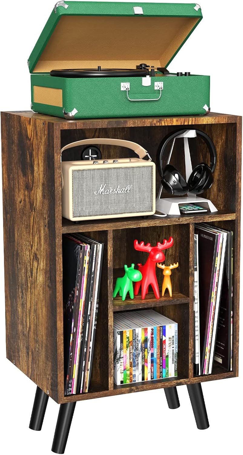 Amazon.com: WASAIT Record Player Stand with Vinyl Storage, Turntable ...