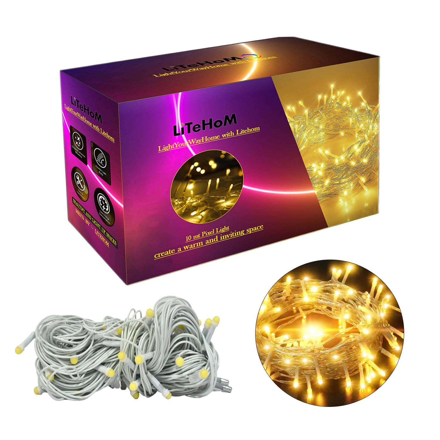 Buy Litehom 10 Meter 36 LED Waterproof Decorative String Fairy Pixel ...