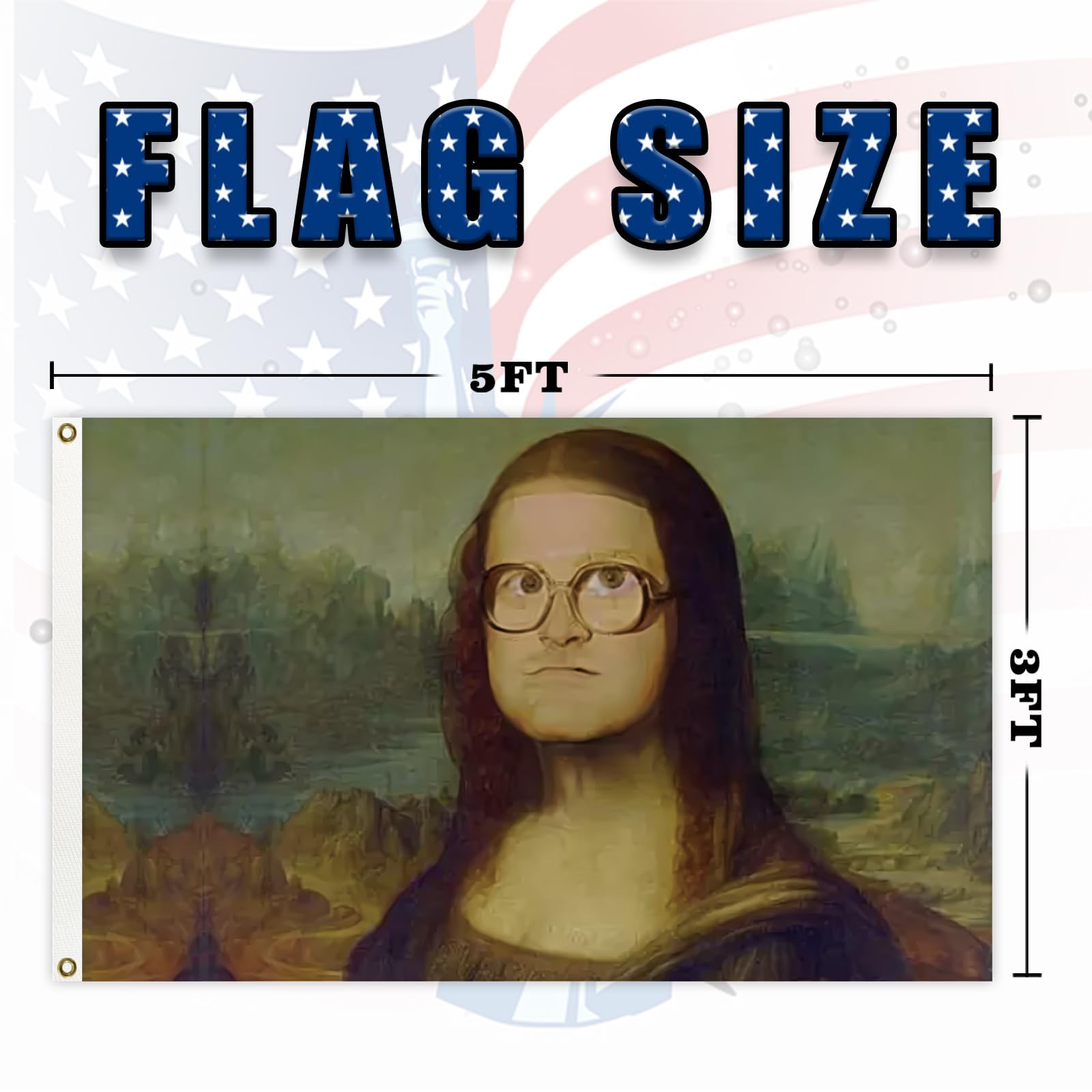 Snapklik.com : KkaeBi Mona Lisa Flags 3x5 Ft Funny Meme Flags Tapestry