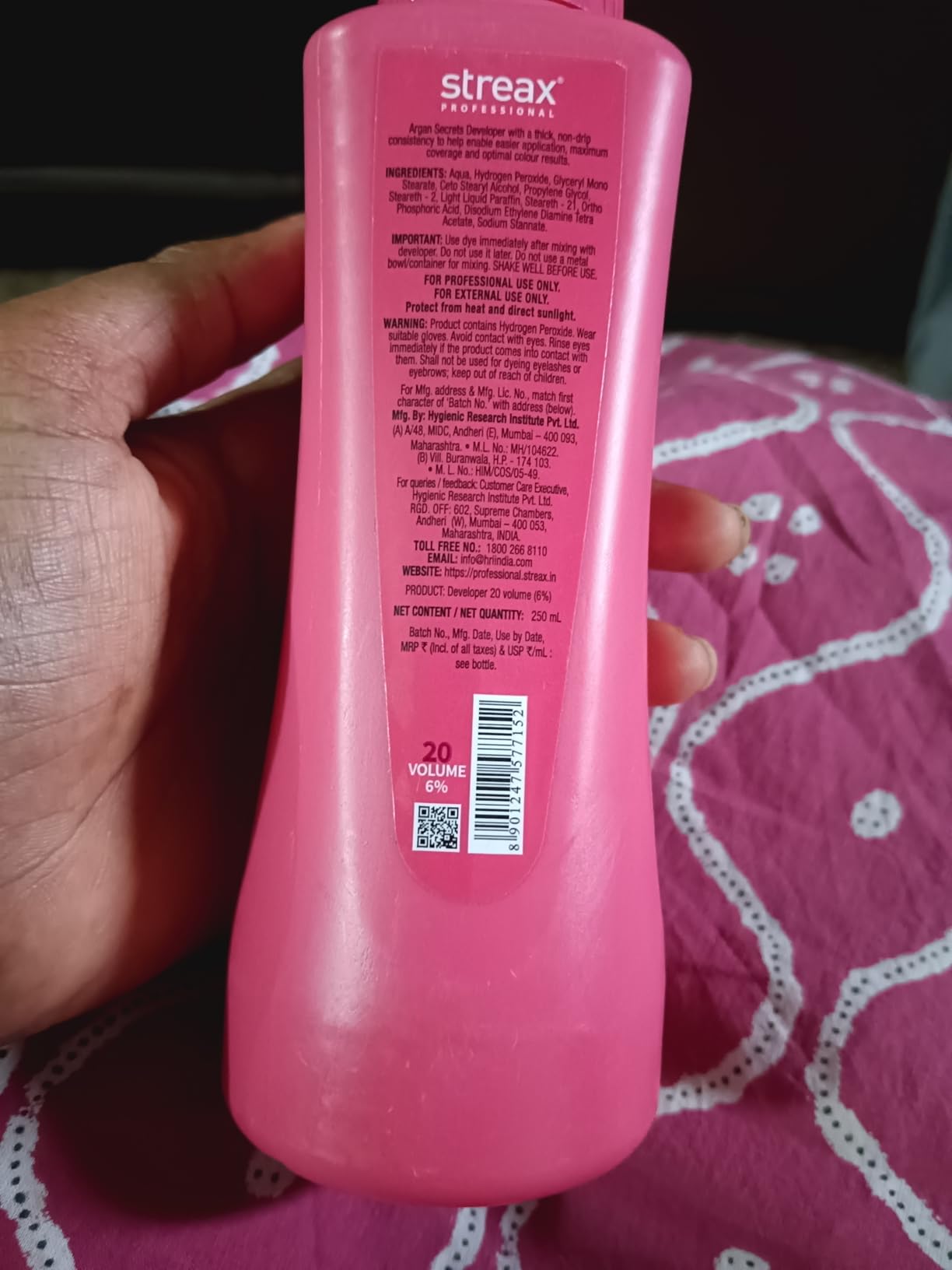 Streax Professional Argan Secret Hair Colourant Developer, Cream ...