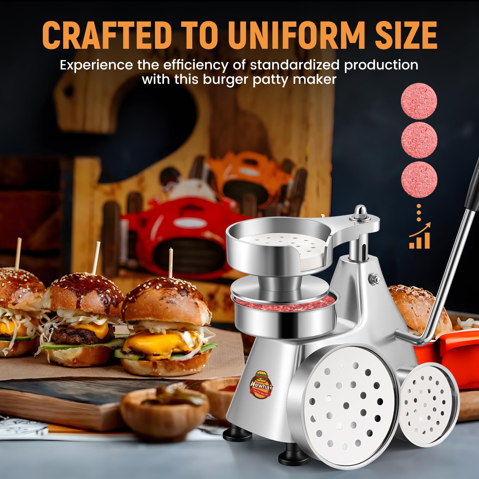 Snapklik.com : Newhai Commercial Burger Patty Maker 3 In 1 Hamburger ...