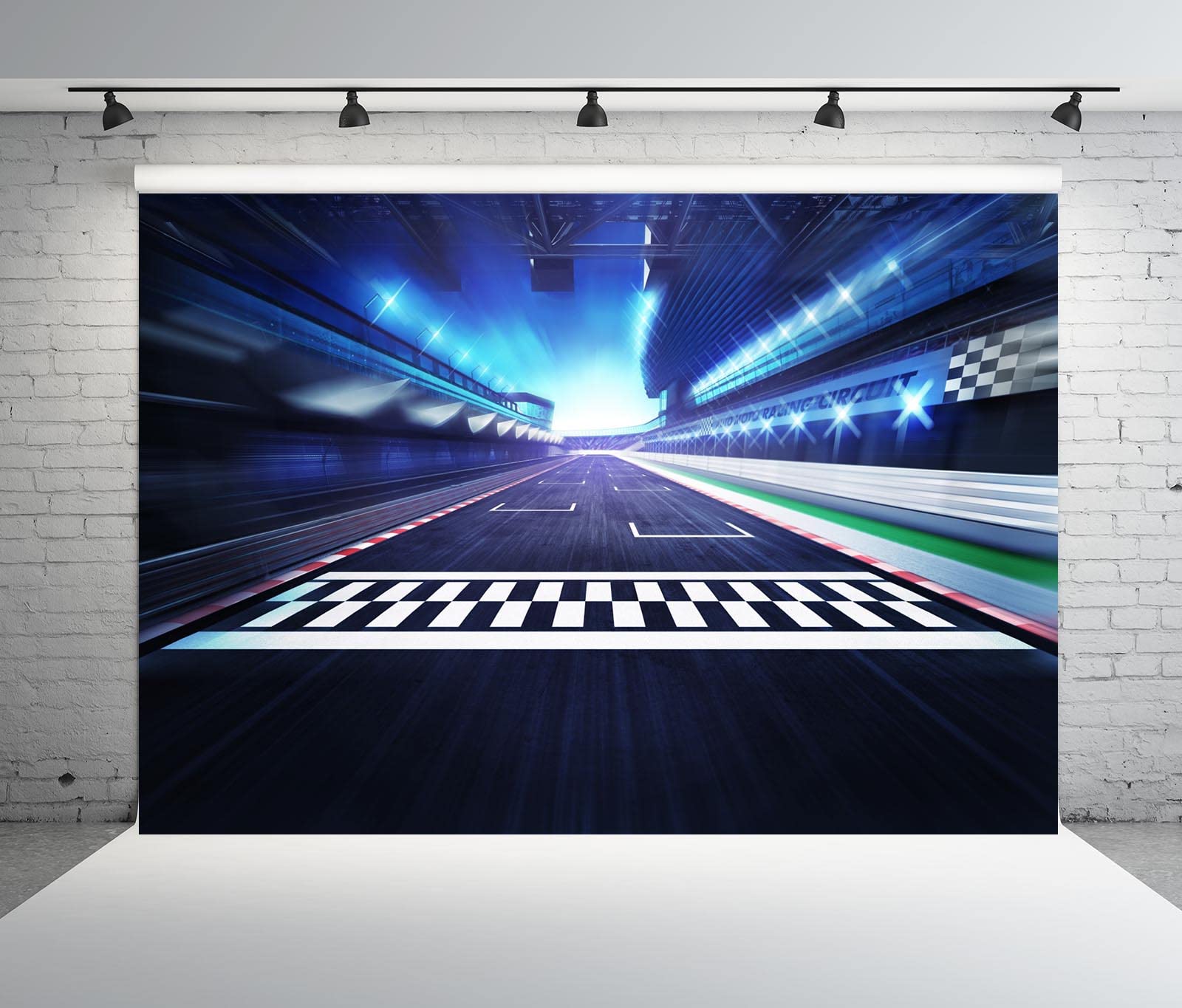Amazon.com: BELECO 5x3ft Fabric Racing Backdrop for Photography Finish ...