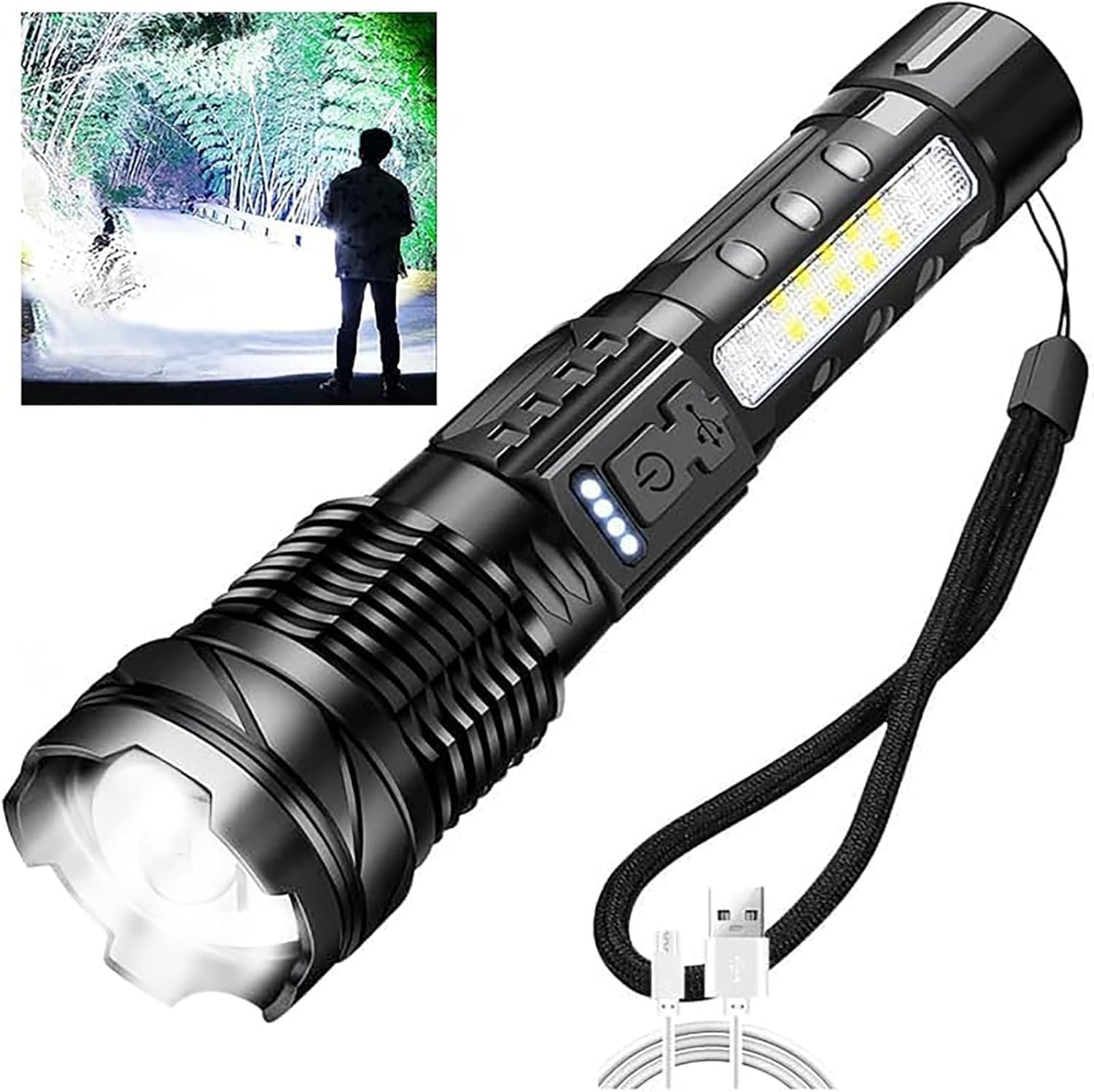 Clearhill High Power 1000 Lumen Tactical Flashlight - USB Rechargeable ...