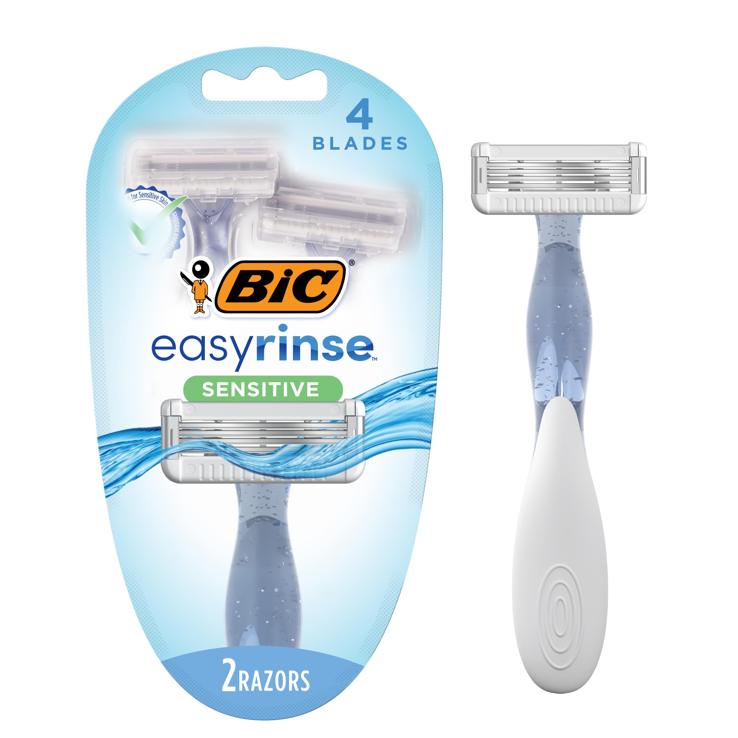 Amazon.com: BIC EasyRinse Sensitive Anti-Clogging Women's Disposable Razors, Clinically Proven ...