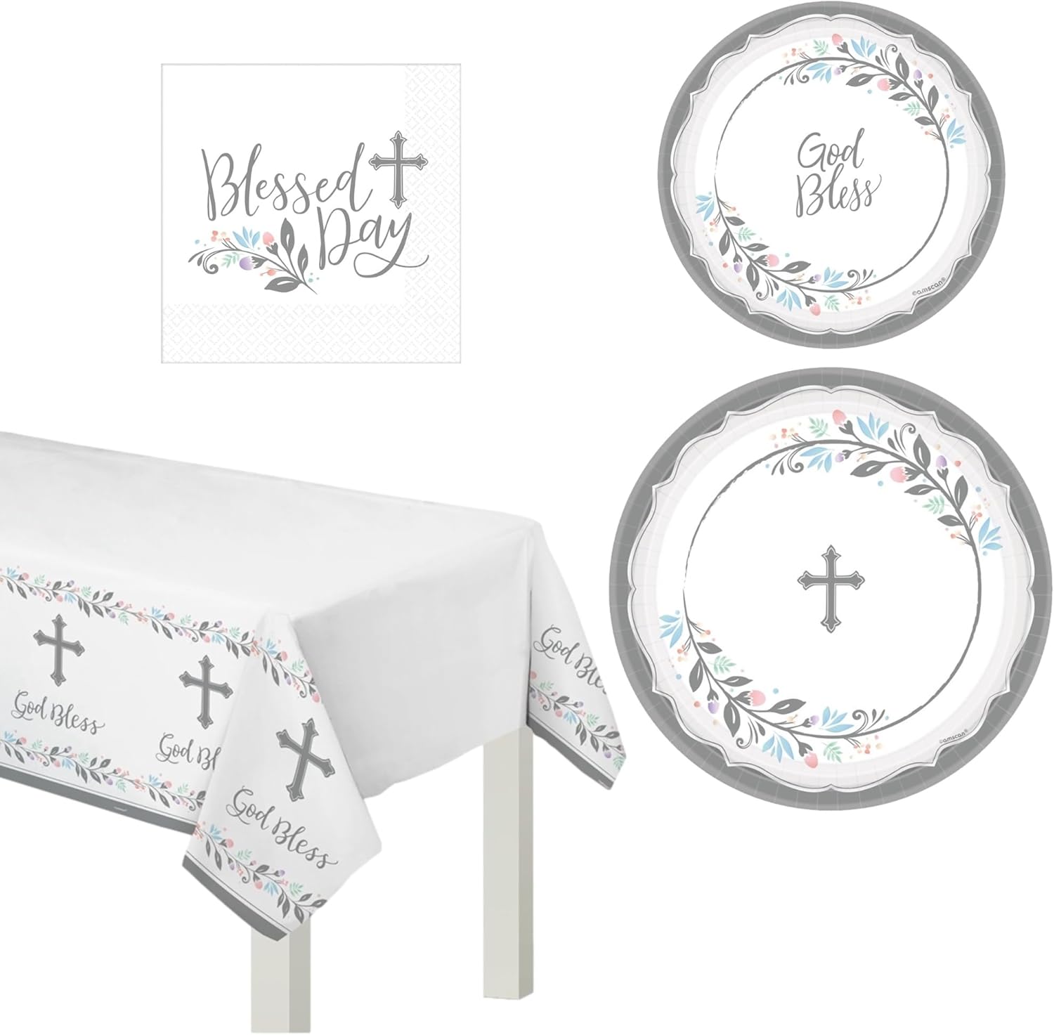 Amazon.com: Religious Party Supplies for 18 People | Plates Napkins ...