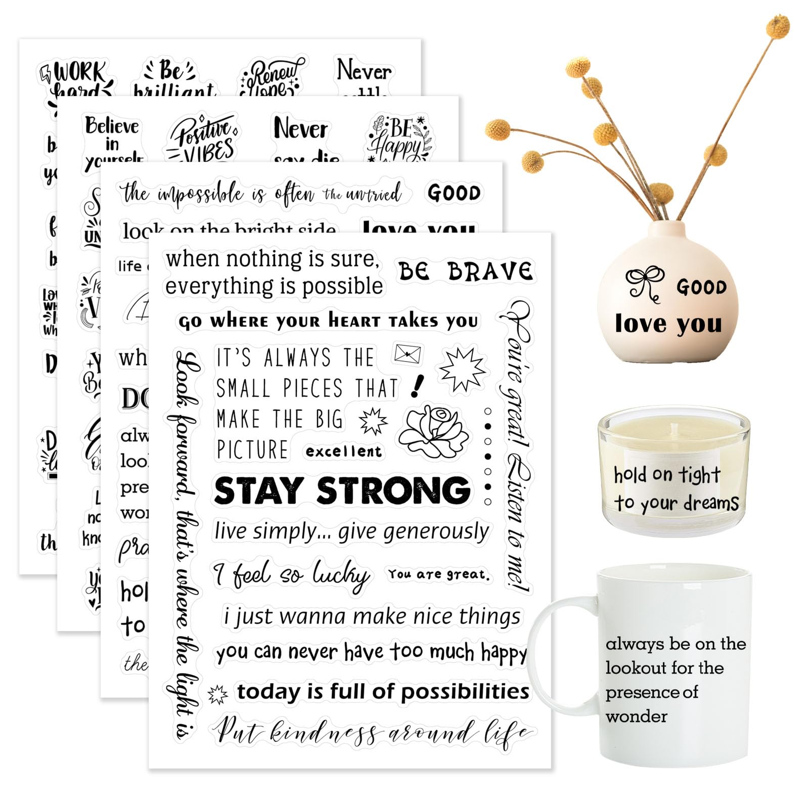SSKHE 4PCS Motivational Sticker Set,Includes Inspiring Quotes ...