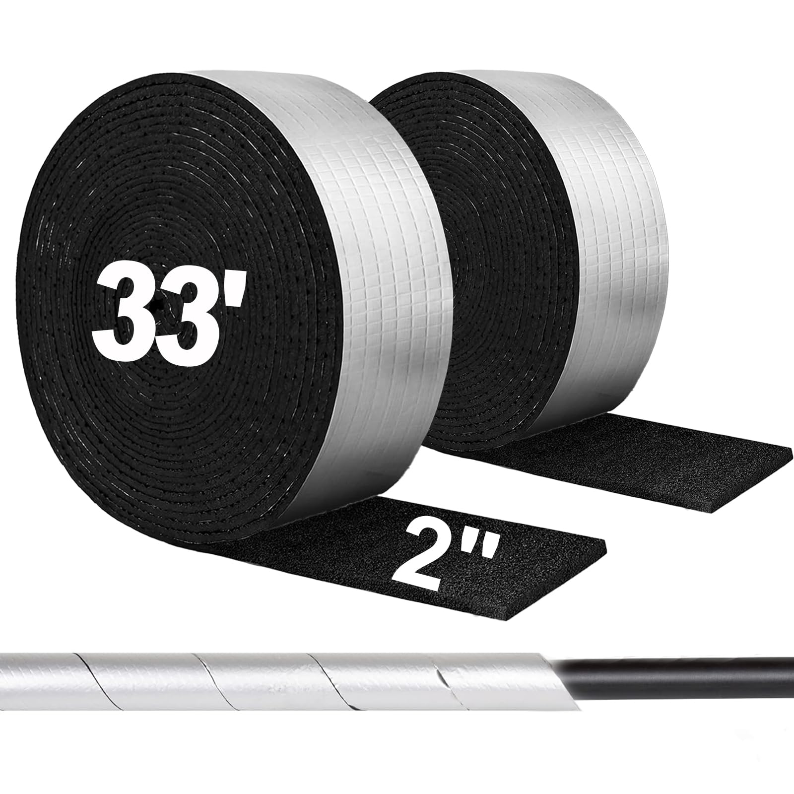 2 PCS 33ft Foam Insulation Tape Pipe Insulation Wrap, Waterproof Self ...