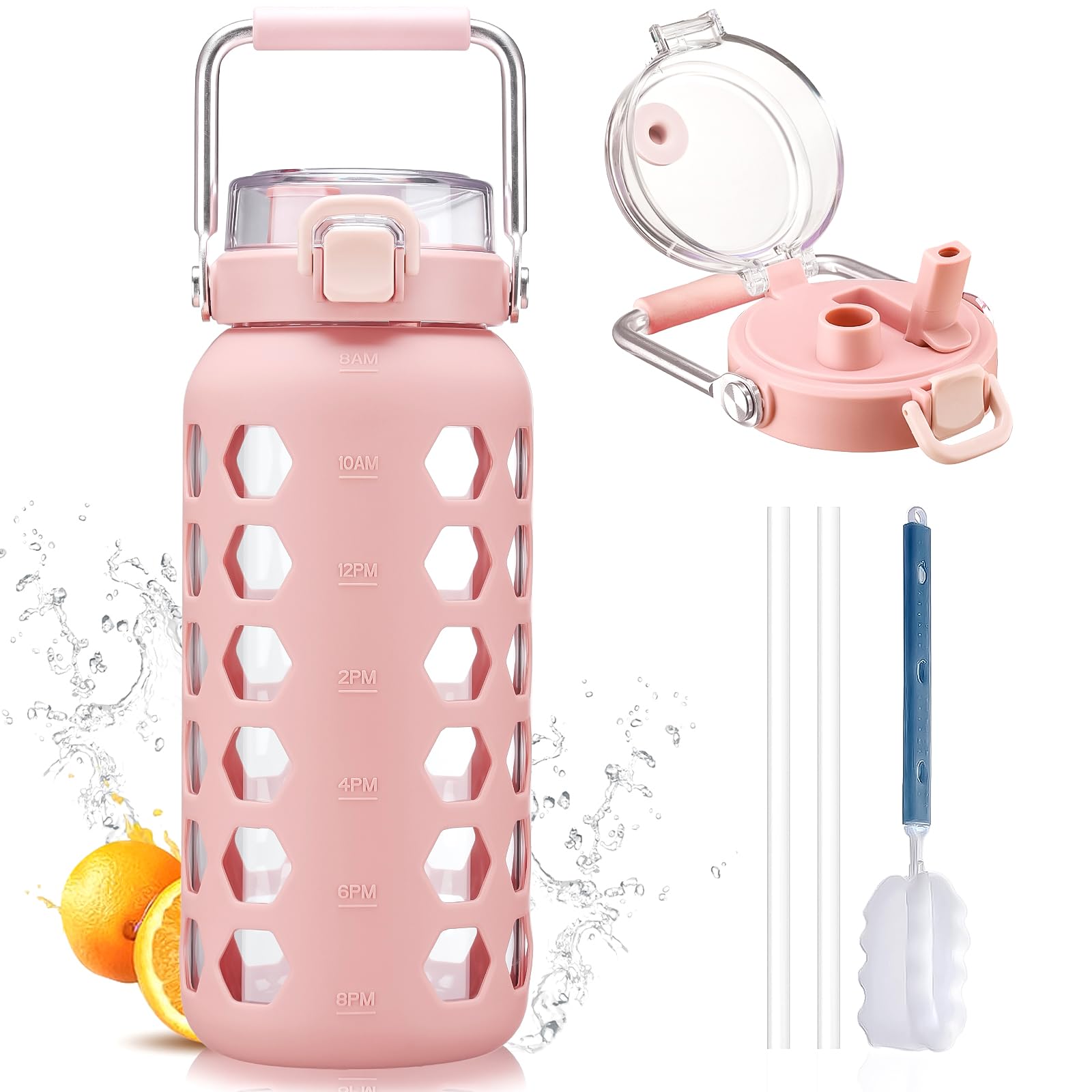 Garrafa De Agua De Vidro Com Canudo Garrafa De Água Portátil