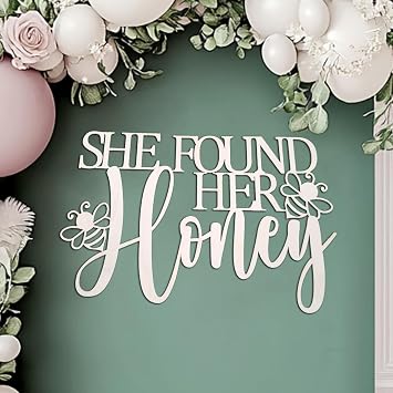 Amazon.com: Wooden She Found Her Honey Sign for Backdrop,Bee Bridal ...