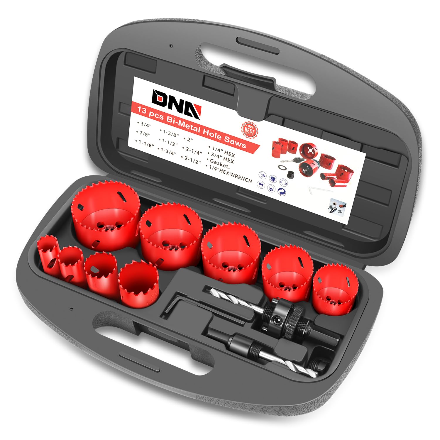 Amazon.com: DNA MOTORING 13pc Bi-Metal Cutter Hole Saw Set Hole Saw Kit ...