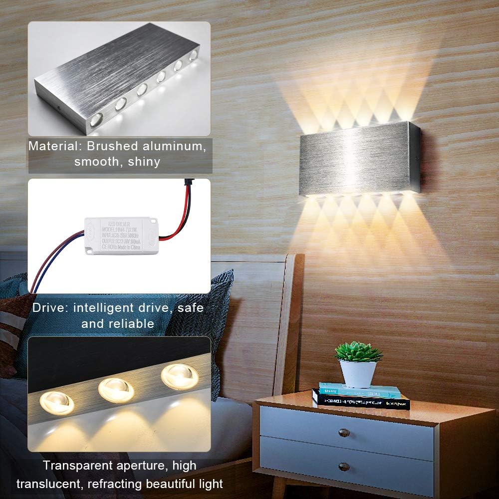 Lightess 24W LED Wall Light 32cm Interior Up and Down Wall Lighting ...