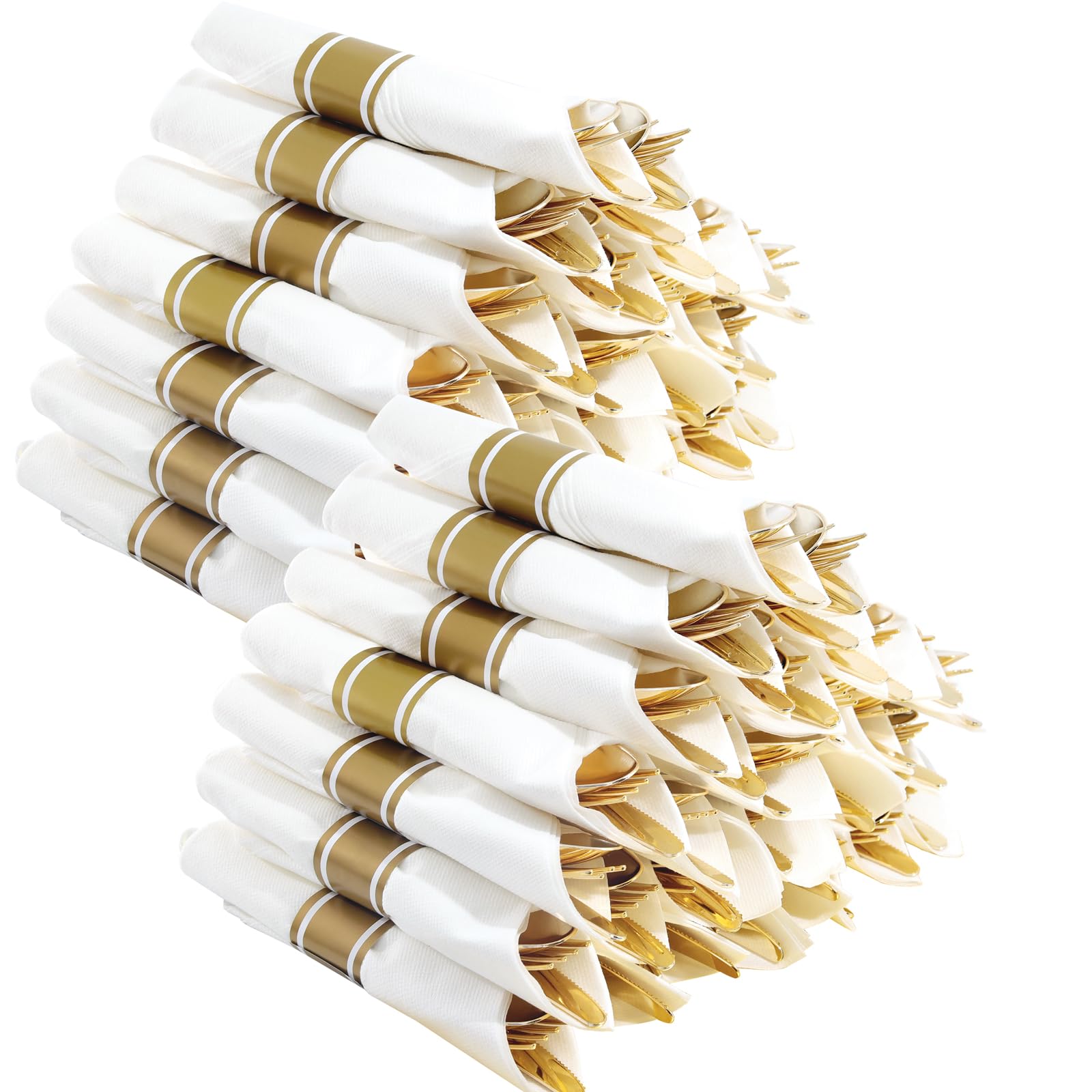 Amazon.com: Joyido 400PCS Pre Rolled Gold Plastic Silverware Sets ...